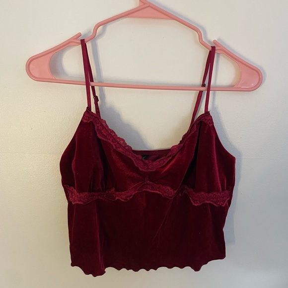 SHEIN | Tops | Crushed Red Velvet Crop Top | Poshmark